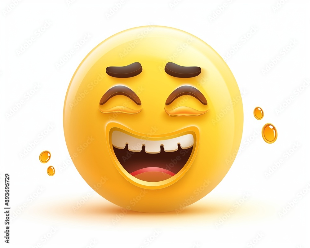 Vector emoji emoticon smiling laughing face with tears of joy. Yellow ...