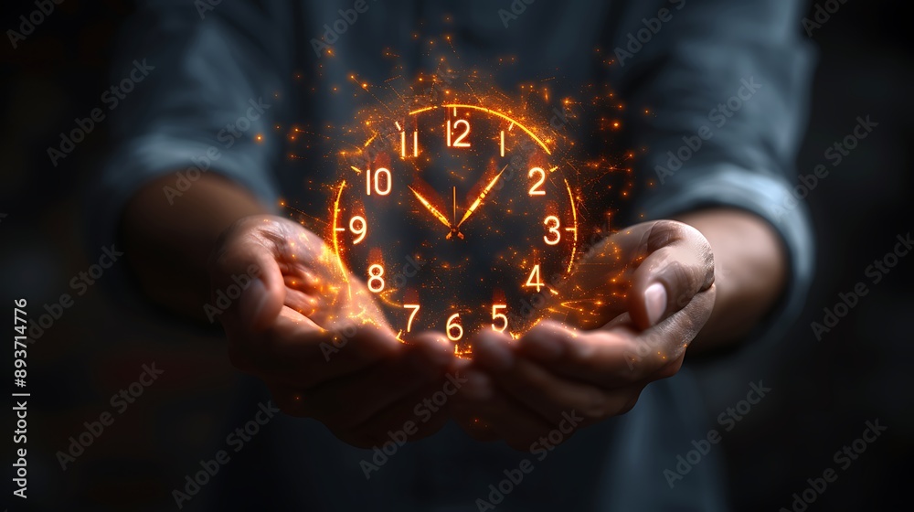 Futuristic Globe with Clock and Network Connections Representing Global ...