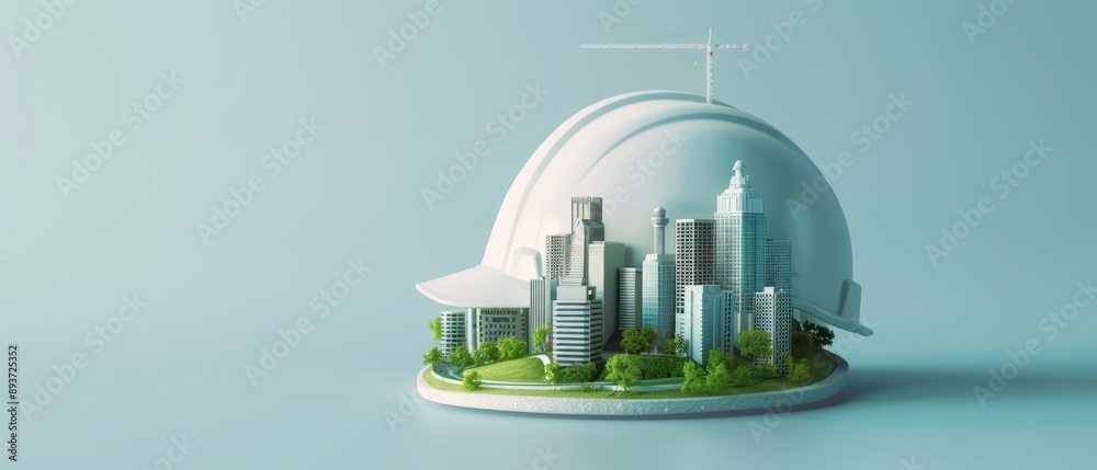 Miniature Model City in Construction Helmet: Urban Planning Concept in ...