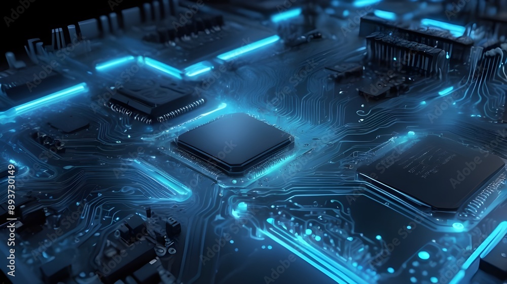 Beautiful abstract wave technology background with blue light digital ...