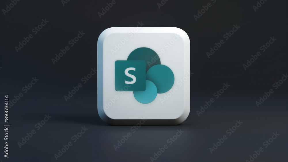 Microsoft SharePoint app 3d white icon on a black background Stock ...