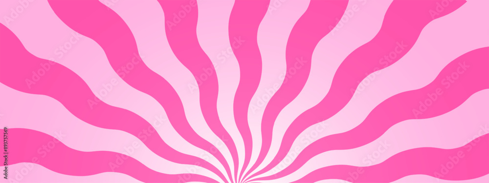 Wavy pink radial stripes background. Strawberry lollipop, candy, yogurt ...
