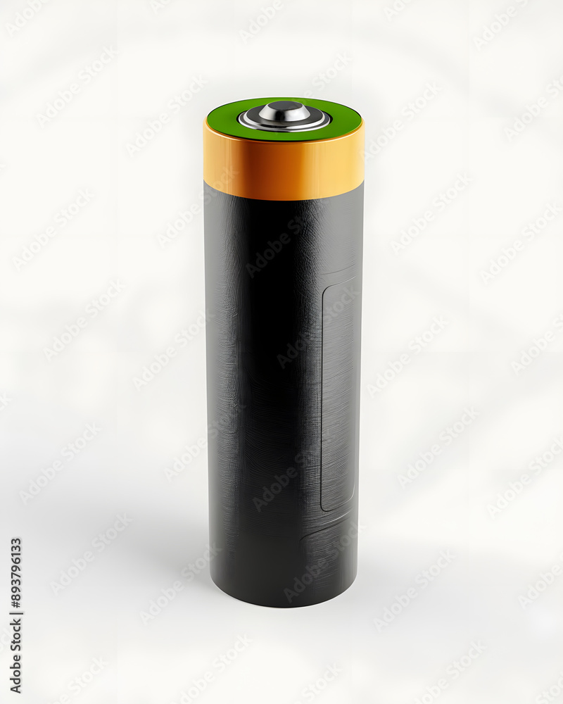 Single AA battery stands vertically isolated on transparent background ...