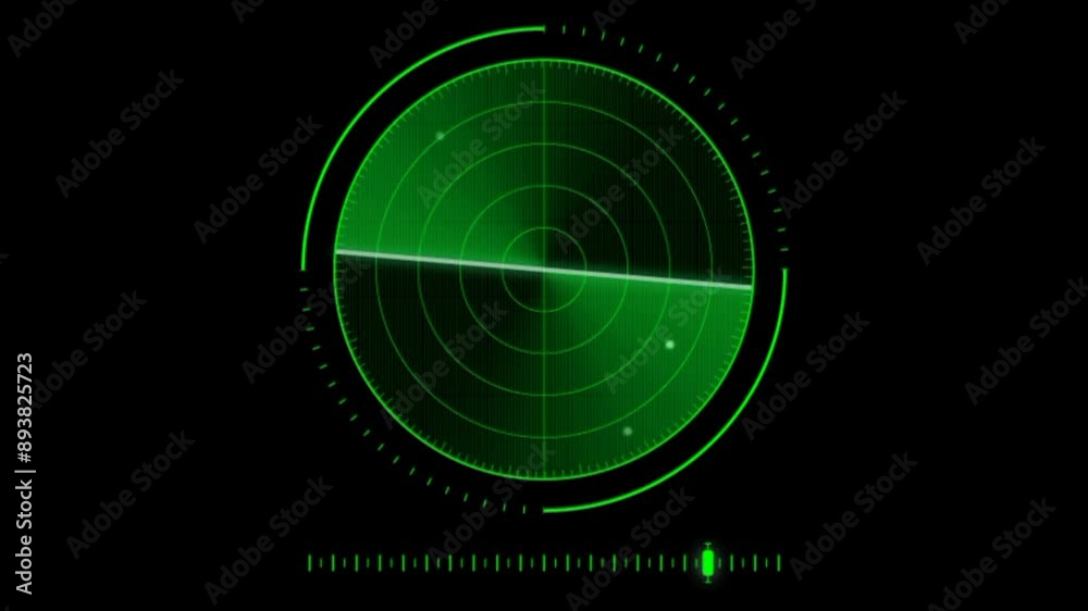 Signal transmitted Sonar radar. Glow green background with navigation ...