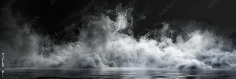Smoke black ground fog cloud floor mist background steam dust dark ...