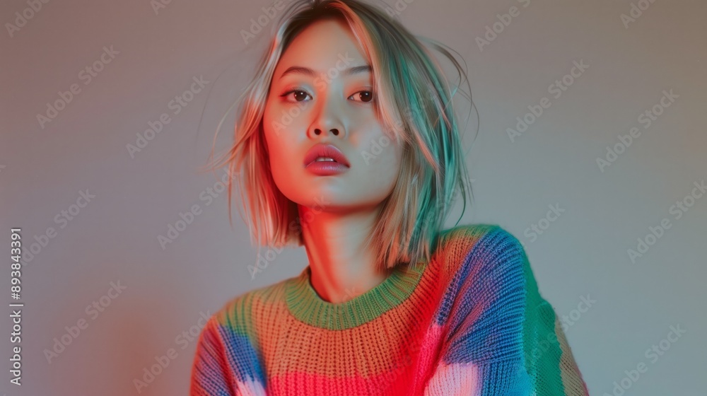 high resolution fashion photo of Asian woman in eccentric outfit Stock ...