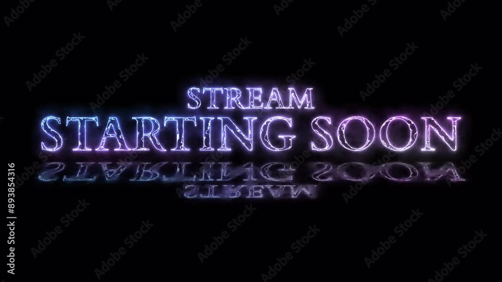 Stream starting soon neon text animation suitable for video live ...