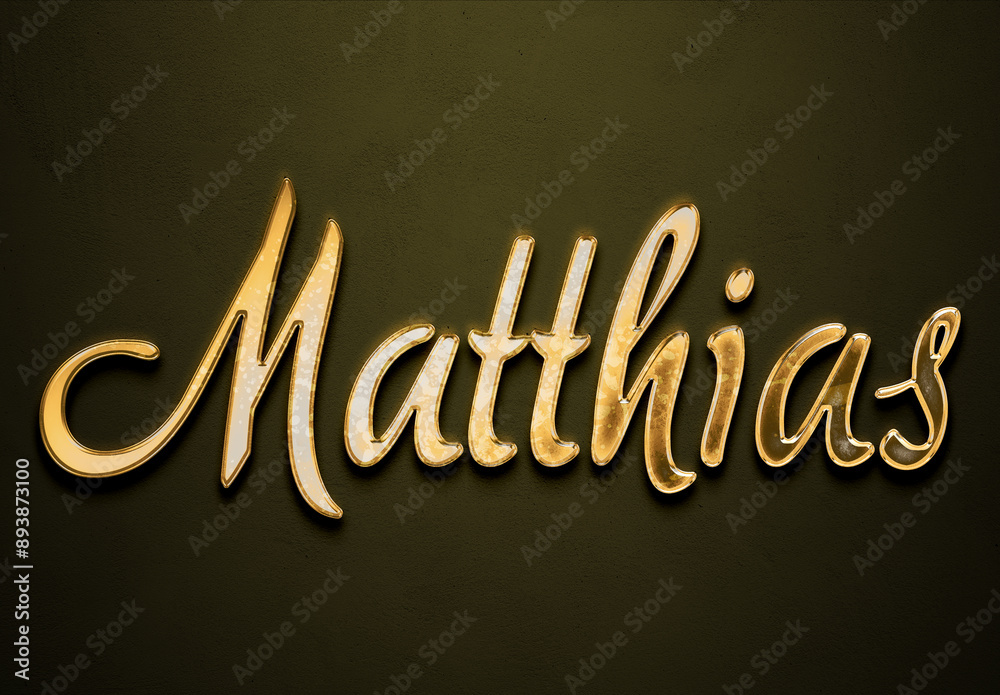 Old gold text effect of Deutsche name Matthias with 3D glossy style ...