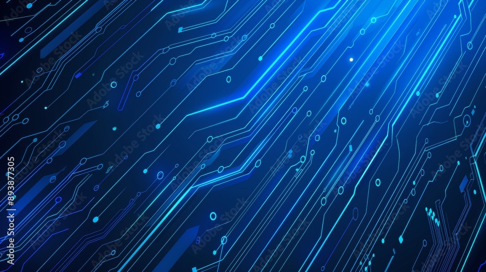 Abstract digital technology background with thin circuit trace lines in ...