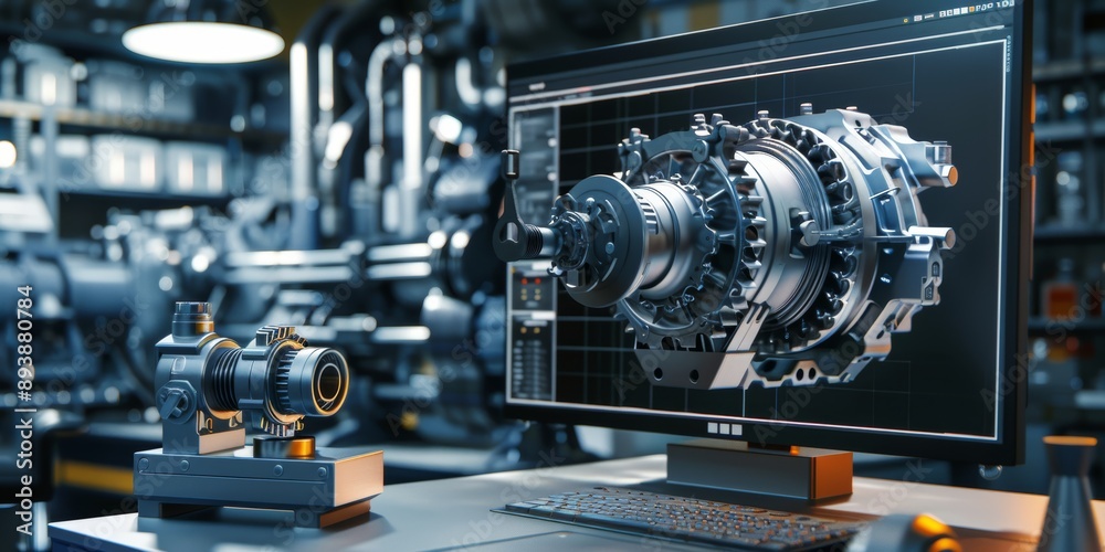 Engineering designer design 3D CAD software program Industrial engine ...