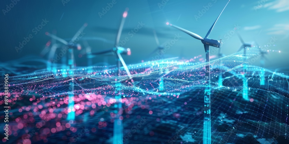 Futuristic digital windmill technology harnessing sustainable energy in ...