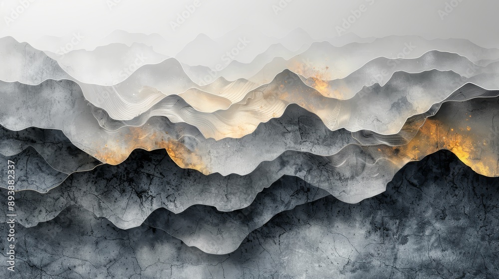 Japanese wave texture in a vintage style with grey texture. Abstract ...