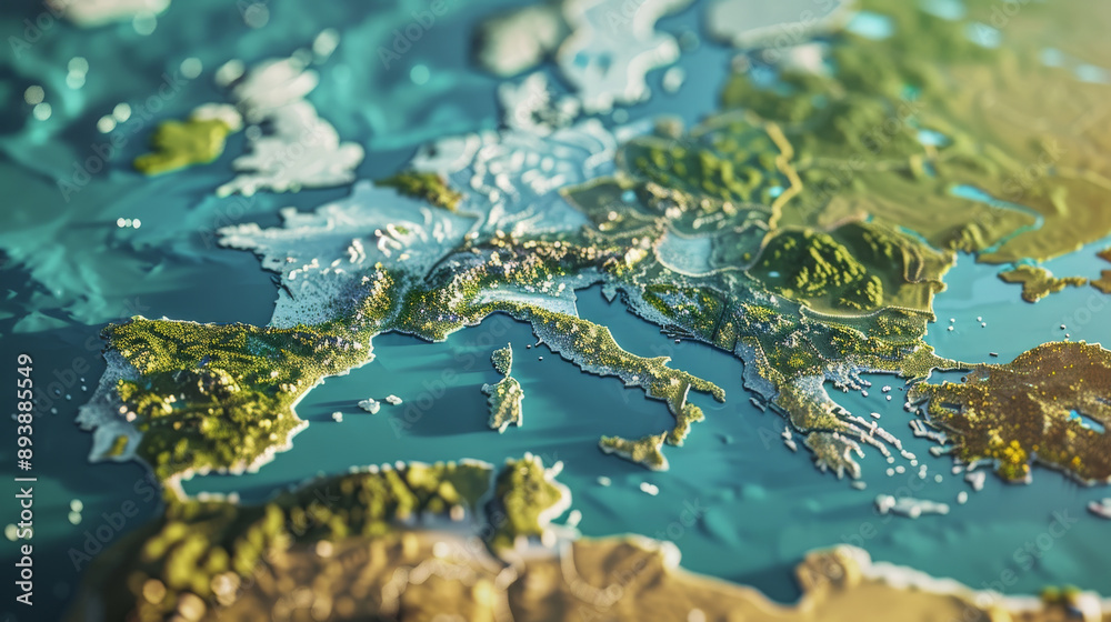A detailed topographic map displaying Europe’s varying terrains from ...