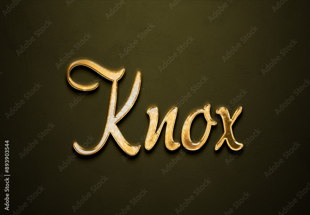 Old gold text effect of name Knox with 3D glossy style Mockup. Stock ...