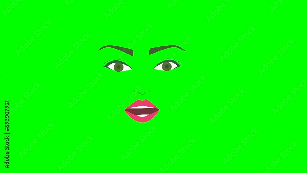 Cartoon eyes, brows,nose and talking mouth or girl or woman face on ...
