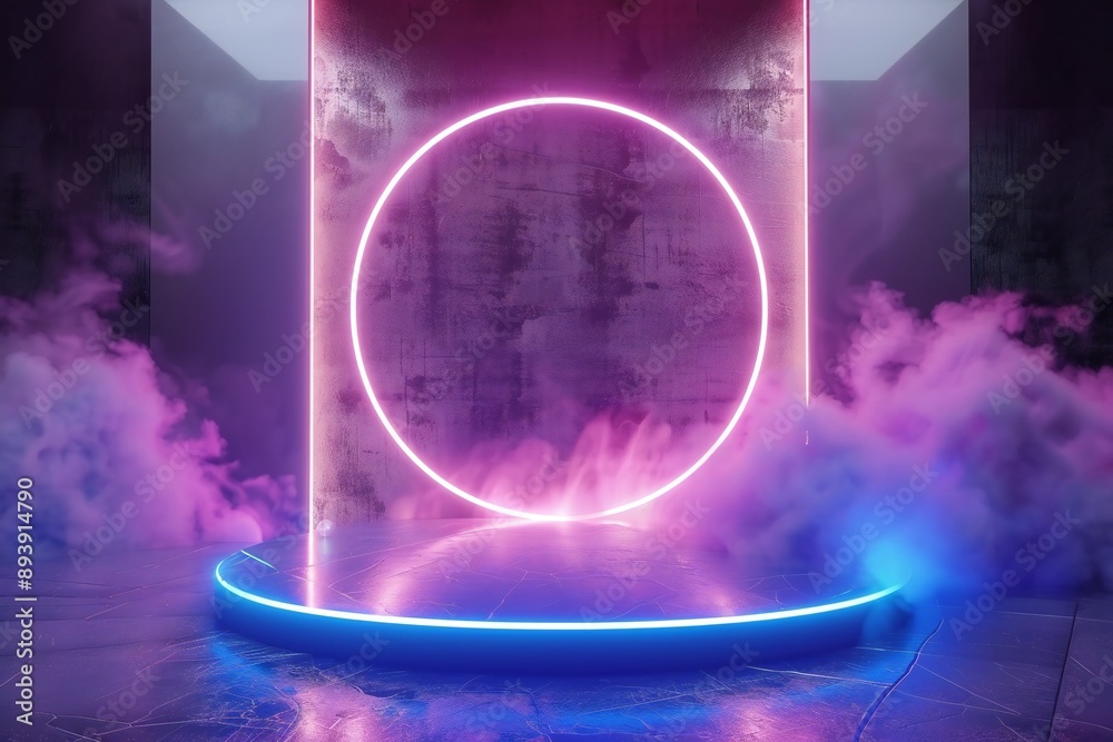 Podium background 3D light tech stage future platform game abstract ...