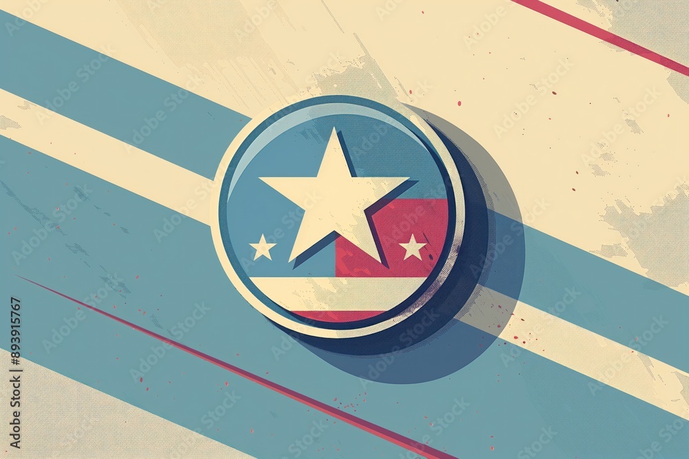 Minimalistic illustration of campaign button with star, stripes ...