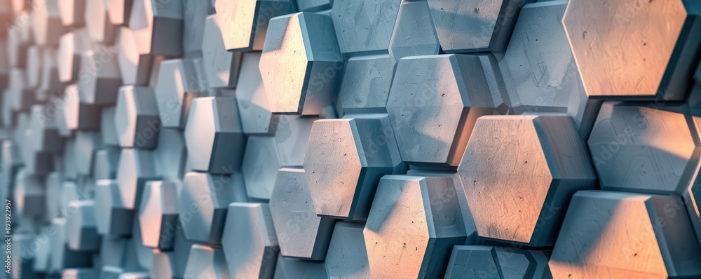 3D geometry wallpaper with hexagonal shapes creating a sense of depth ...