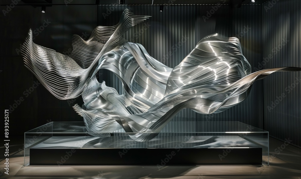 Kinetic art with moving parts and interactive elements, blurring the ...