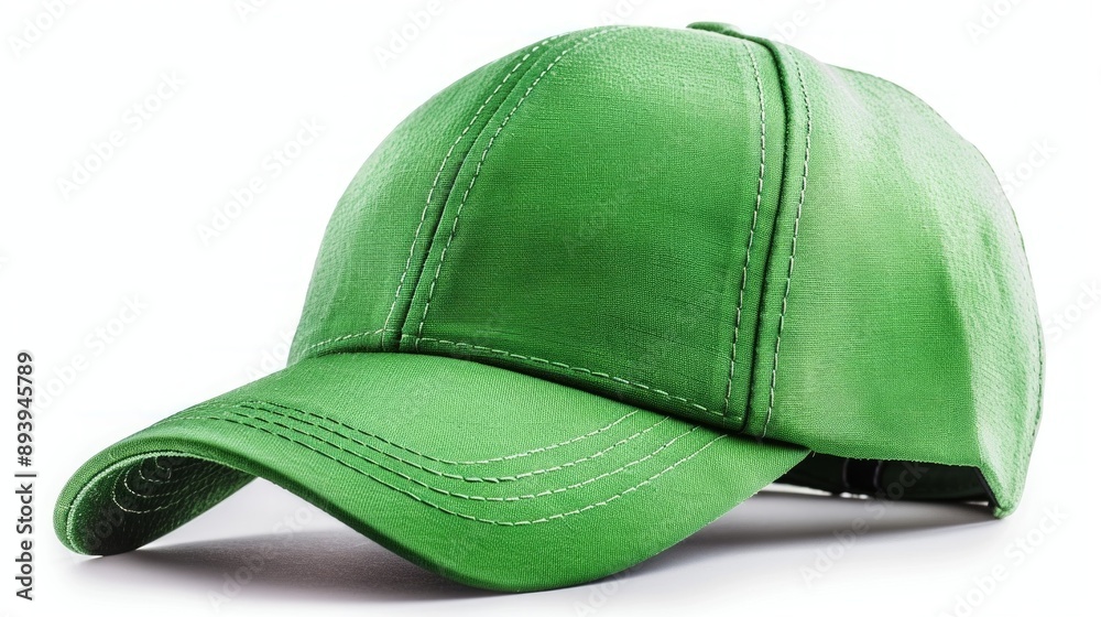 solid green baseball cap, featuring a curved brim and a structured ...