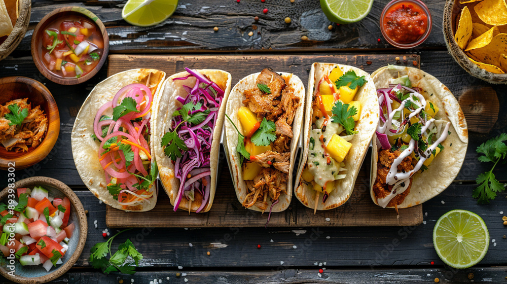 Los tacos incluyen al pastor con rodajas de piña, carne asada con ...