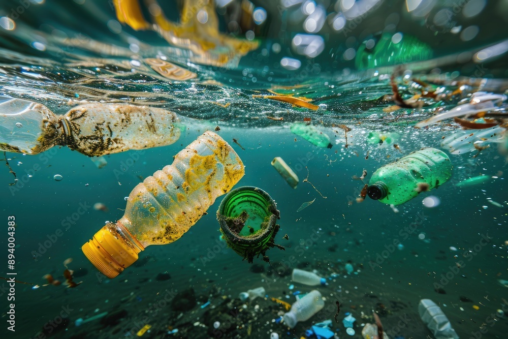 Plastic bottles litter the ocean floor. This image shows the dangers of ...