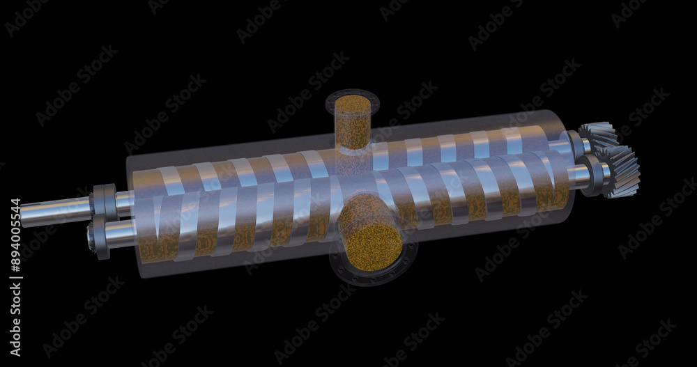 Twin screw pump animation; oil pumping animation; Positive displacement ...