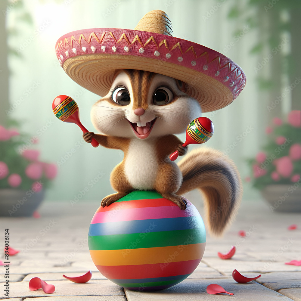 Smiling Chipmunk Squirrel Chinchilla Wild Animal Character Wearing a ...