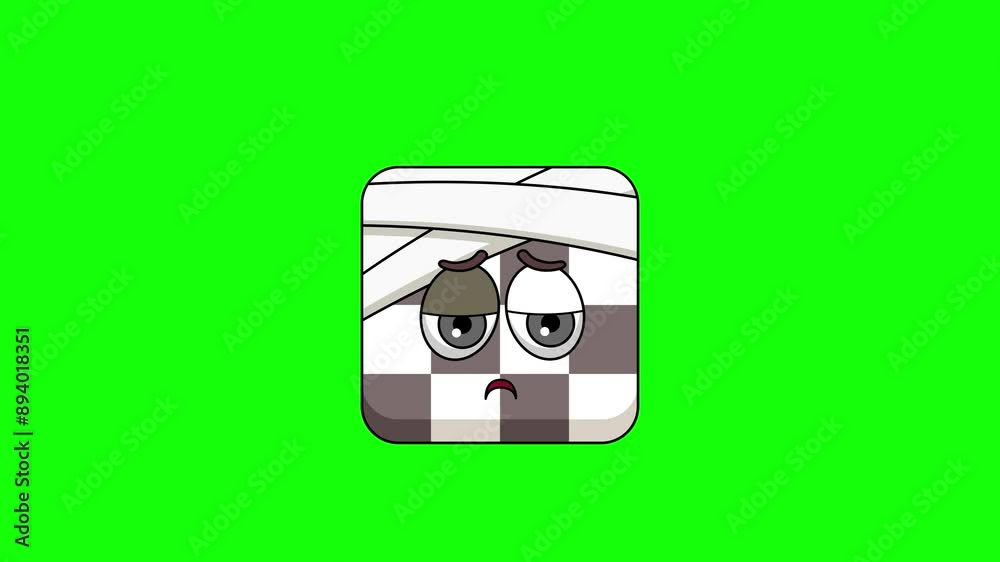 chess board emoticon face with head bandage, emoji loop animation 素材庫影片 ...