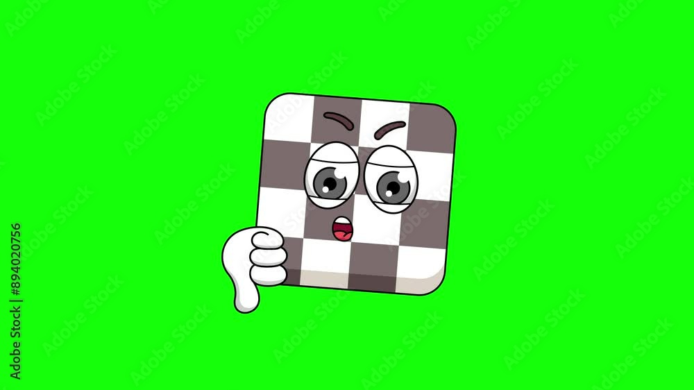 chess board cartoon with thumb-down hand, emoji green screen animation ...