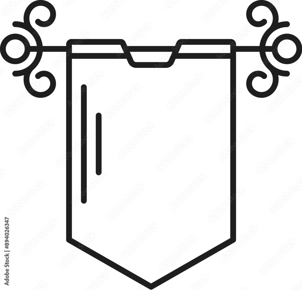 Medieval coat of arms line heraldry symbol. Isolated vector linear ...