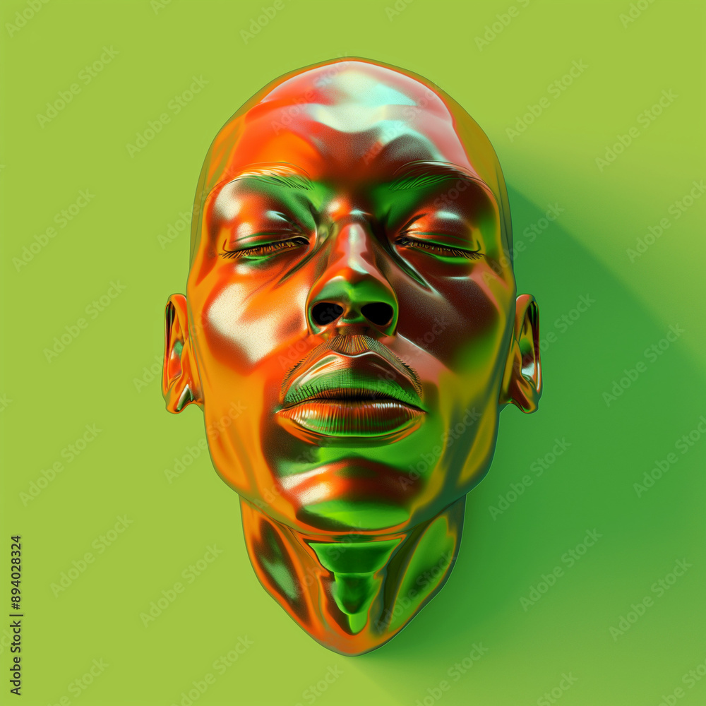 African american man's face is shown in a greenish-yellowish color. The ...