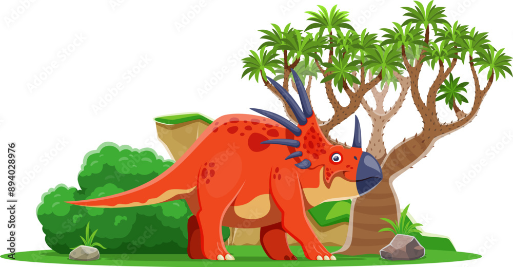 Cartoon prehistoric styracosaurus dinosaur character. Isolated vector ...