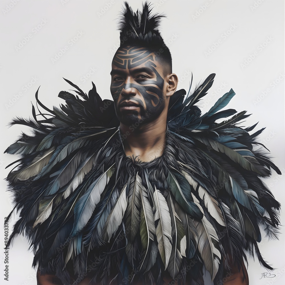 6. "A Maori warrior from New Zealand in moko tattoos and a feathered ...