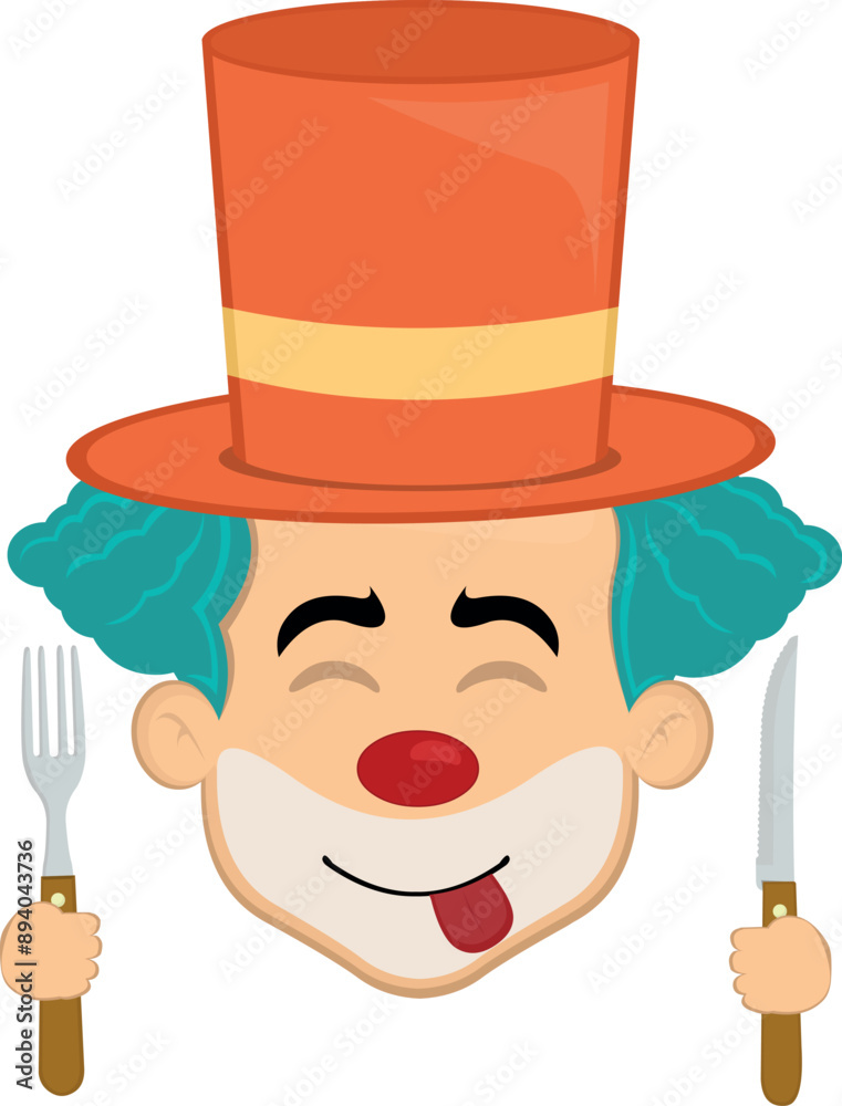 vector illustration face character clown cartoon, an expression of ...