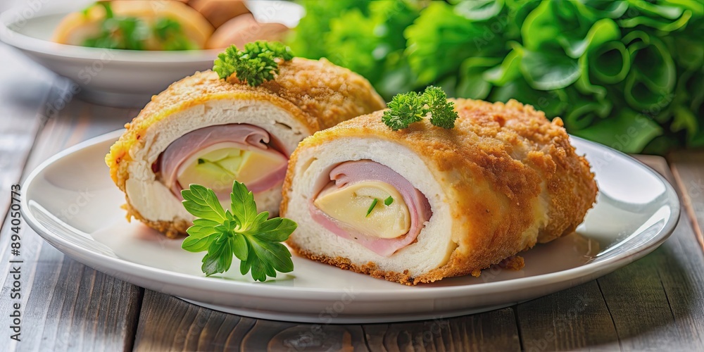 Chicken Cordon Bleu a classic dish made with breaded chicken, ham, and ...