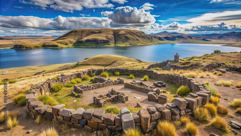 Pre-Incan burial ground at Sillustani on the shores of Lake Umayo in ...