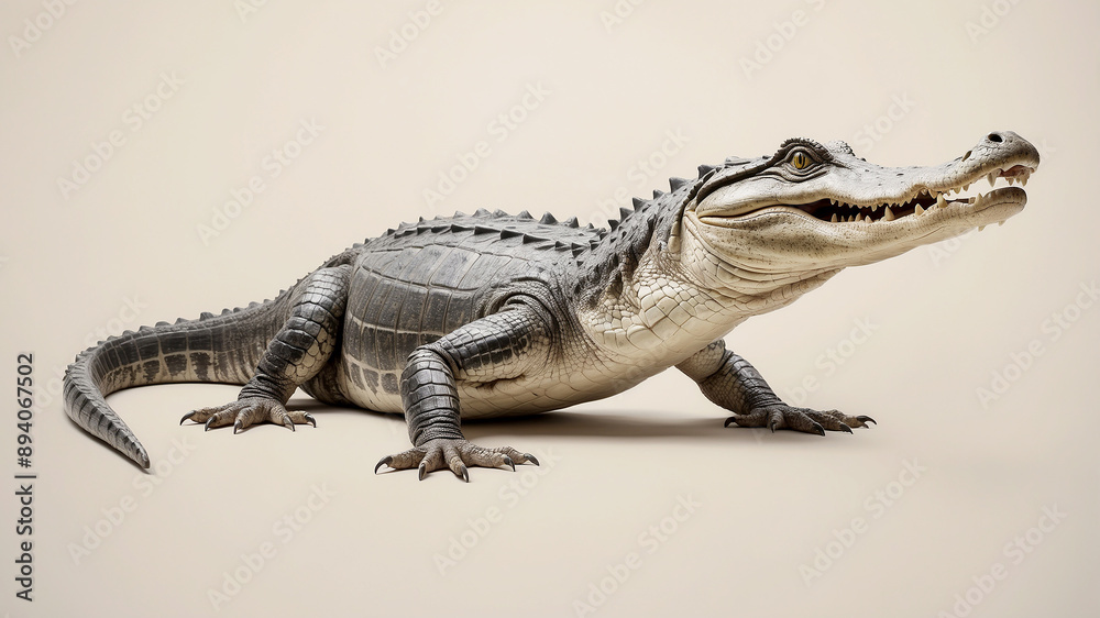 realistic alligator isolated on a soft, natural-colored background that ...