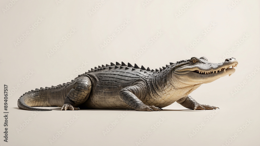 realistic alligator isolated on a soft, natural-colored background that ...