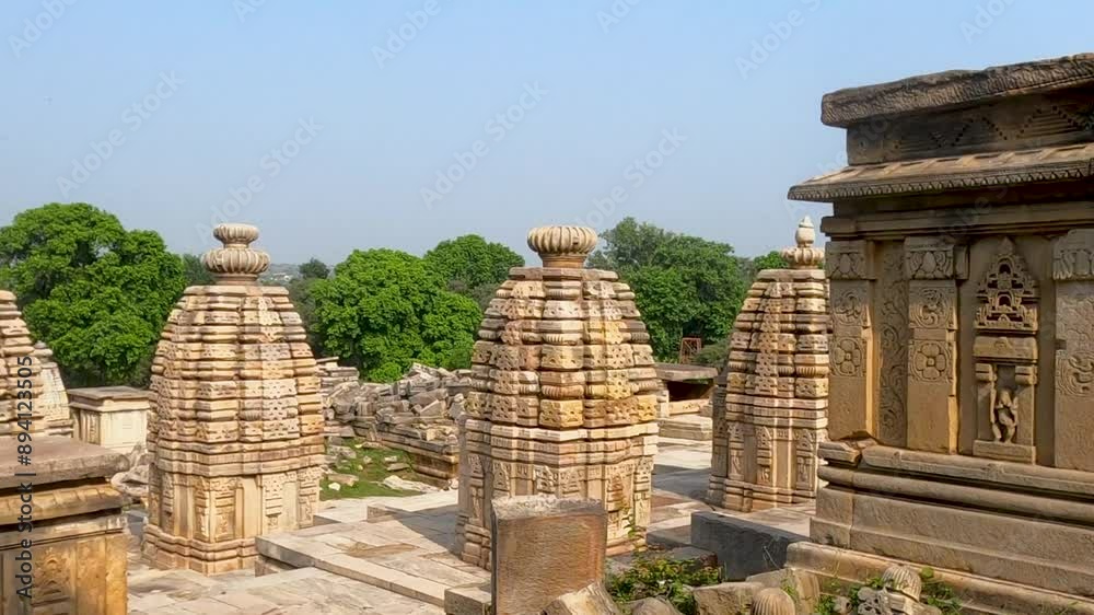 Pan shot of Ancient Gurjara Pratihara Temples at Bateshwar Group of ...