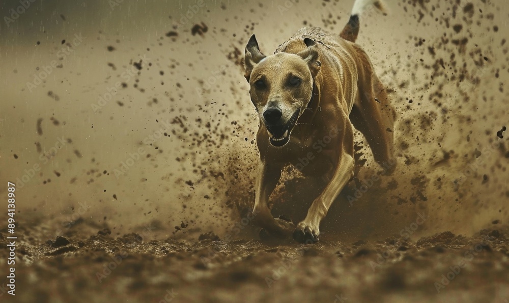 Abstract Australian Greyhound Racing on Dirt: Vibrant Illustration of ...