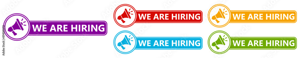 vector set we are hiring sign icon. job recruitment advertising ...