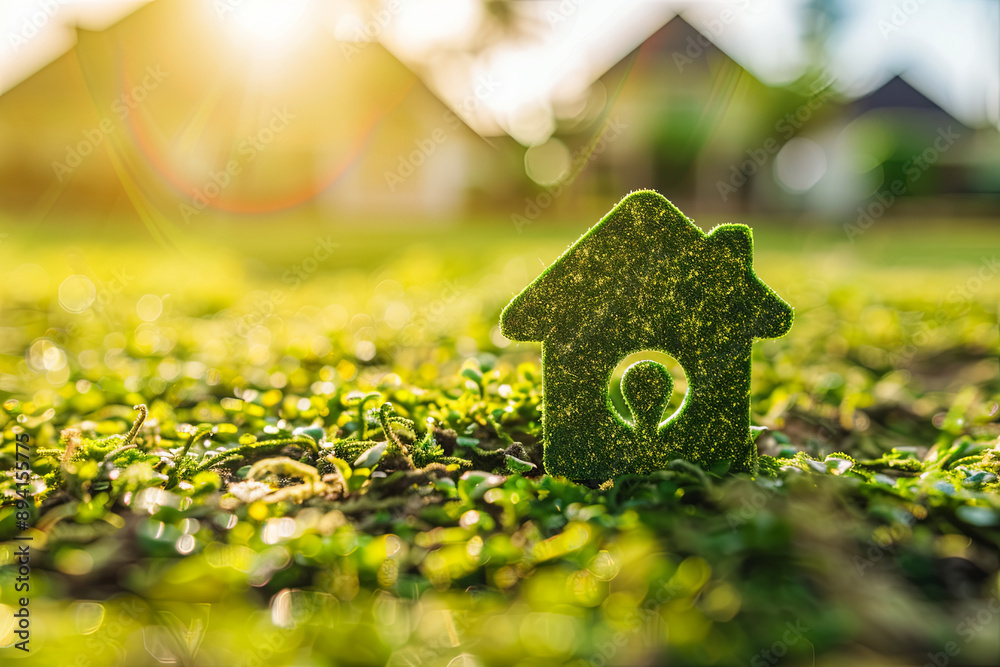 House symbol with location pin icon on earth and green grass in real ...