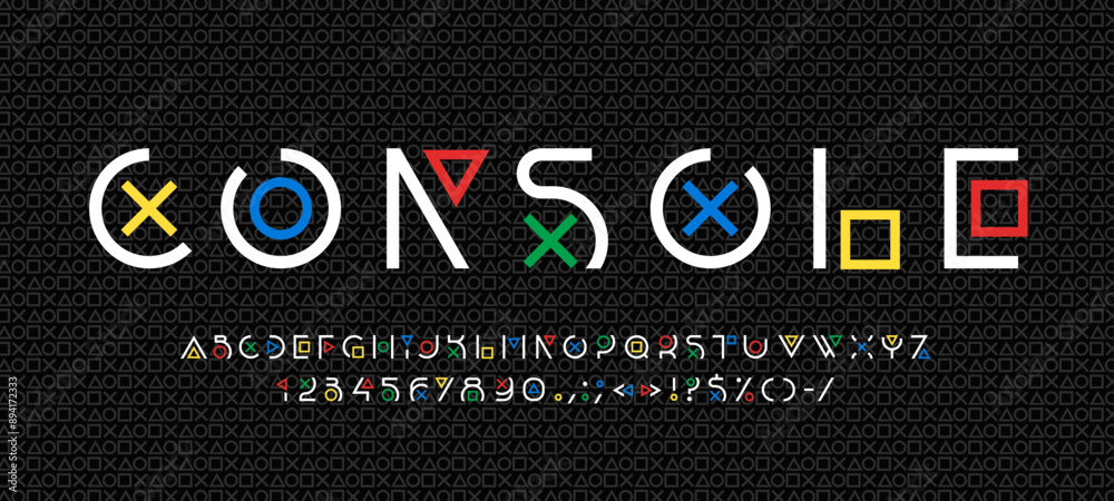 Gamer font, arcade game typeface, video type, english alphabet letters ...