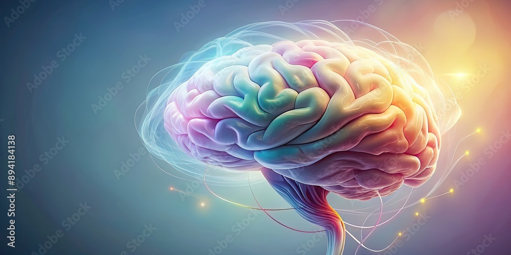 Soft pastel colored of a human brain with flowing emotions , psychology ...