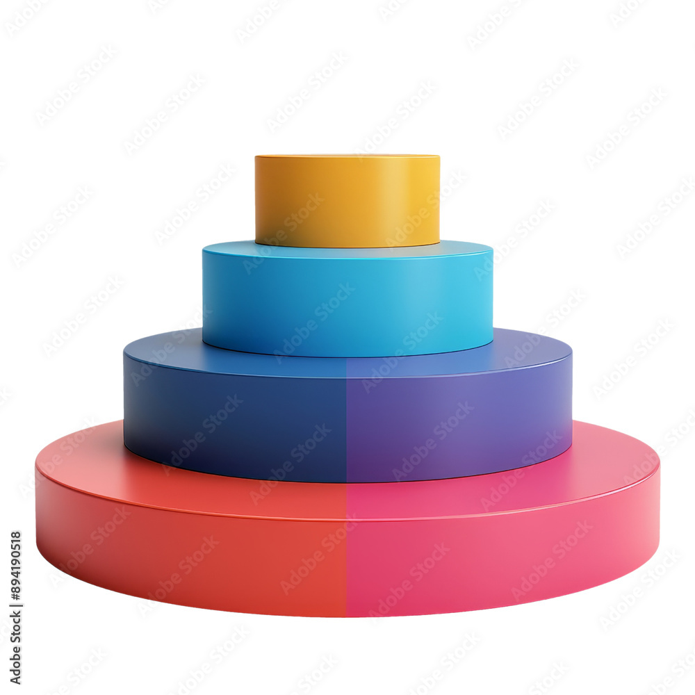 Colorful multi-tiered cylindrical blocks stacked to form a vibrant ...