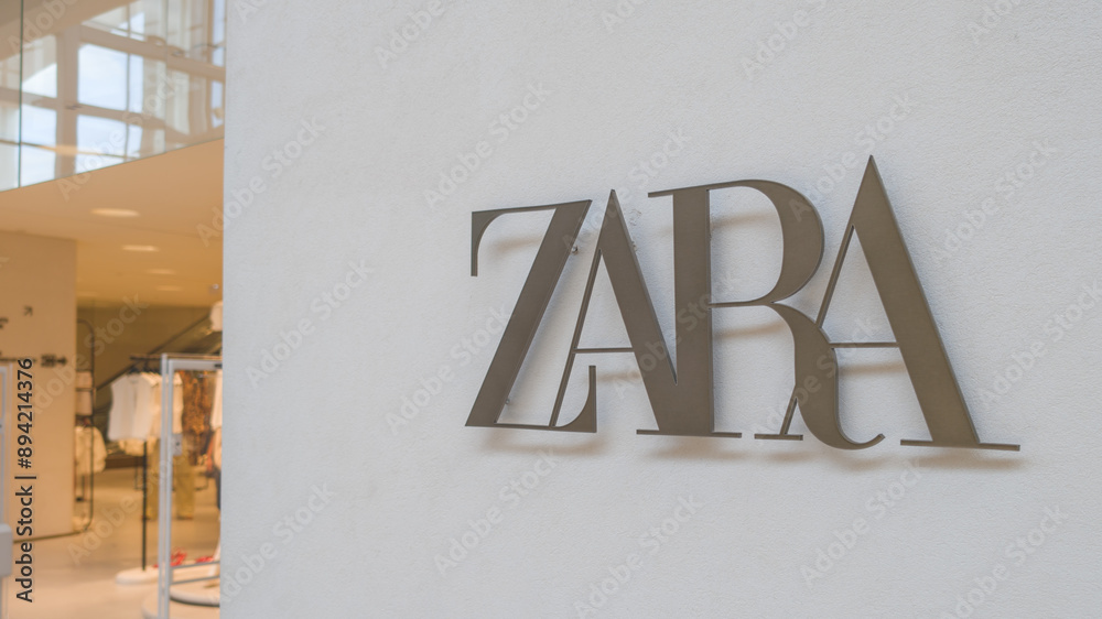 zara logo sign wall facade and store brand text of entrance fashion ...