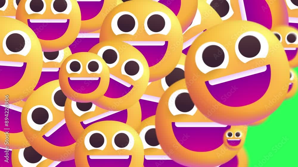 Dynamic video transition featuring a grinning face emoji with chroma ...