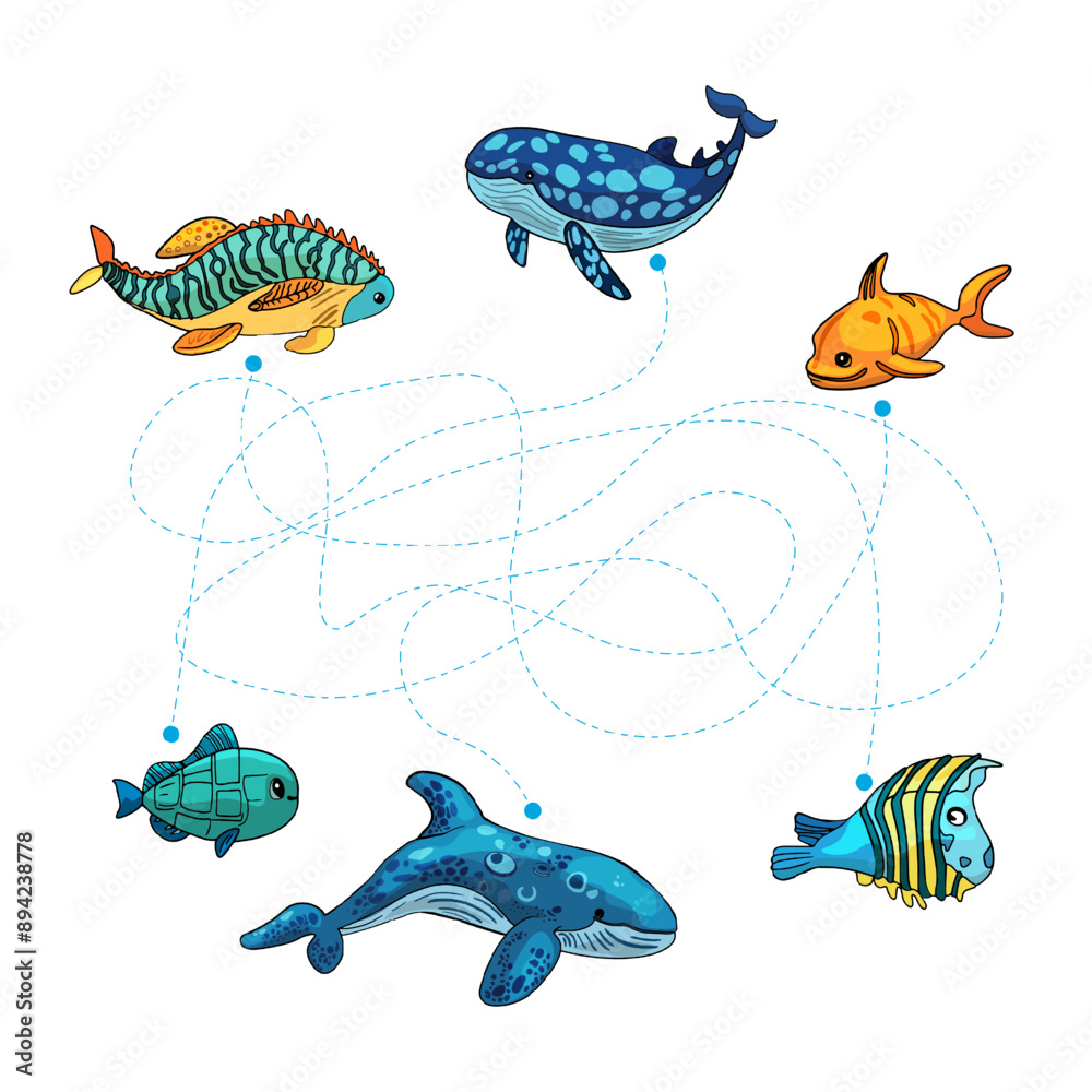 Ocean Animal Maze Activity for Kids. Who gets what? - visual game for ...