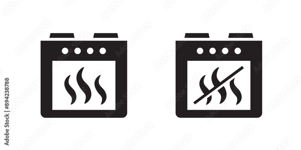 Vetor de Icons indicating items that can and cannot be heated in a ...
